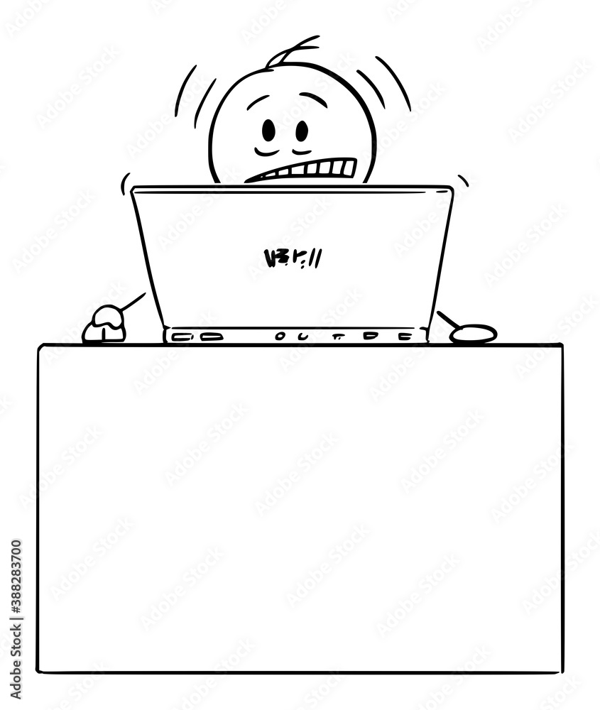 Vector cartoon stick figure illustration of frustrated or stressed man ...