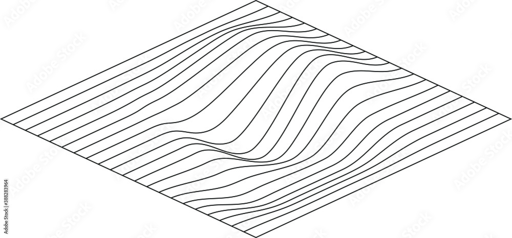 Distorted grid pattern. Technology, science, game background. Black and ...