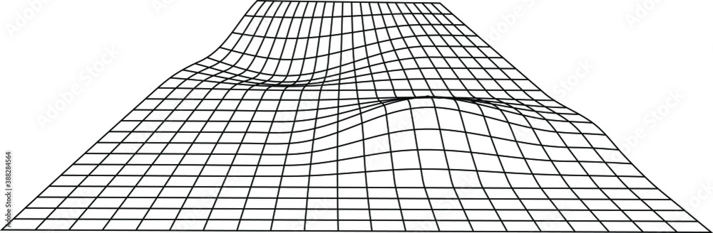 Distorted grid pattern. Technology, science, game background. Black and ...