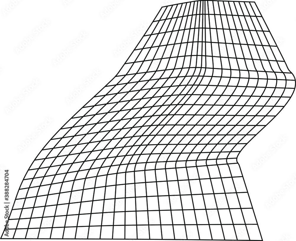 Distorted grid pattern. Technology, science, game background. Black and ...
