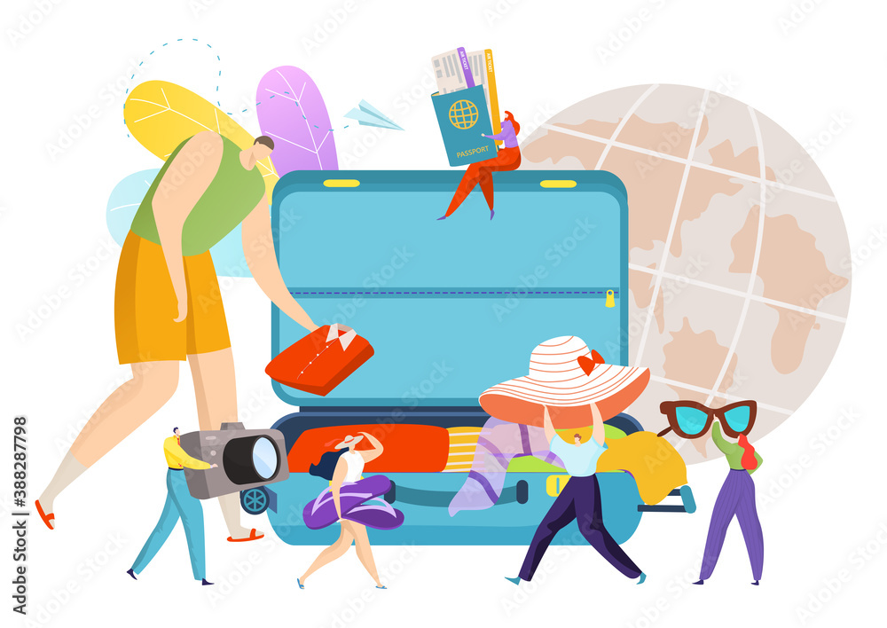Travel baggage, suitcase luggage for vacation journey vector ...