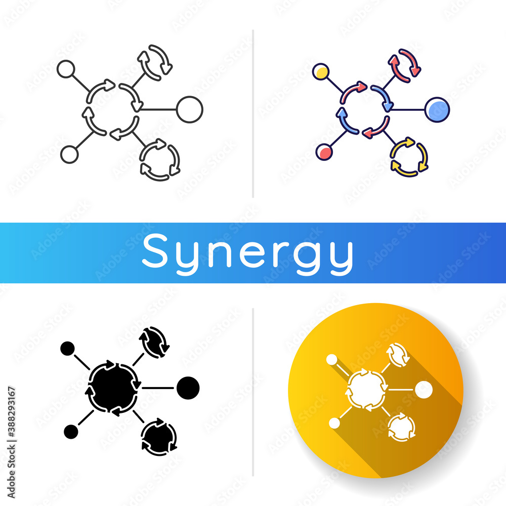 Synergetic network icon. Business collaboration. Communication ...