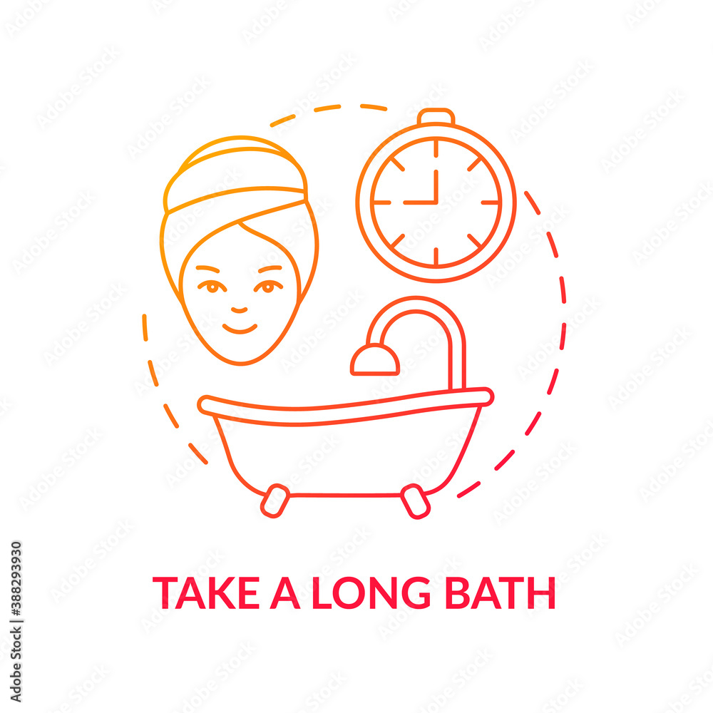 Take a long bath concept icon. Me time ideas. Relaxing spa and beauty ...