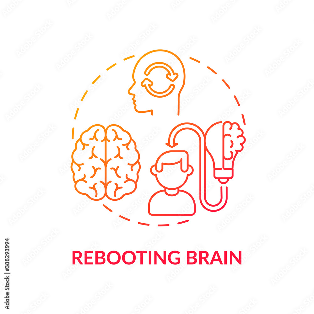 Rebooting brain concept icon. Me time benefits. Improving body and ...