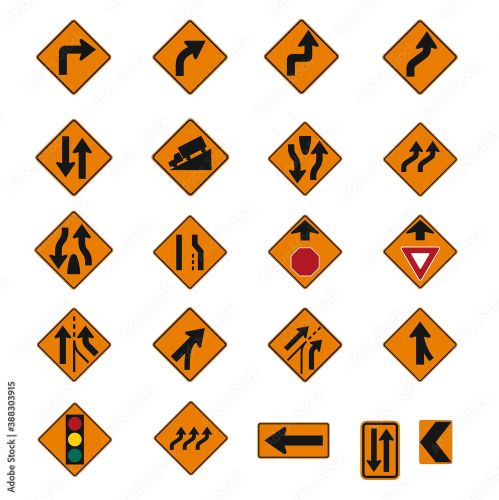 US ROAD SIGNS, WARNING AND DANGER SIGNS Stock Vector | Adobe Stock