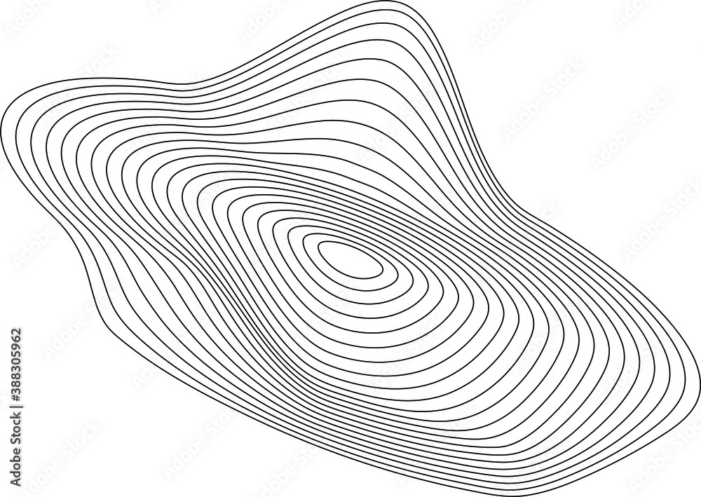 Geometric distortion abstract shapes. deformed sphere of wavy lines ...