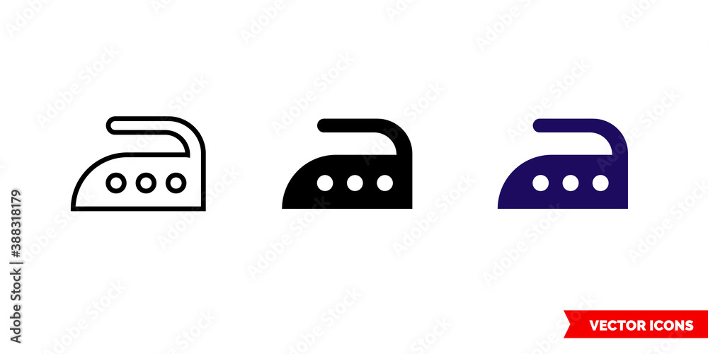 Iron high temperature icon of 3 types color, black and white, outline ...