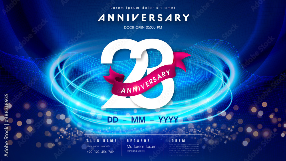 23 years anniversary logo template on dark blue Abstract futuristic ...