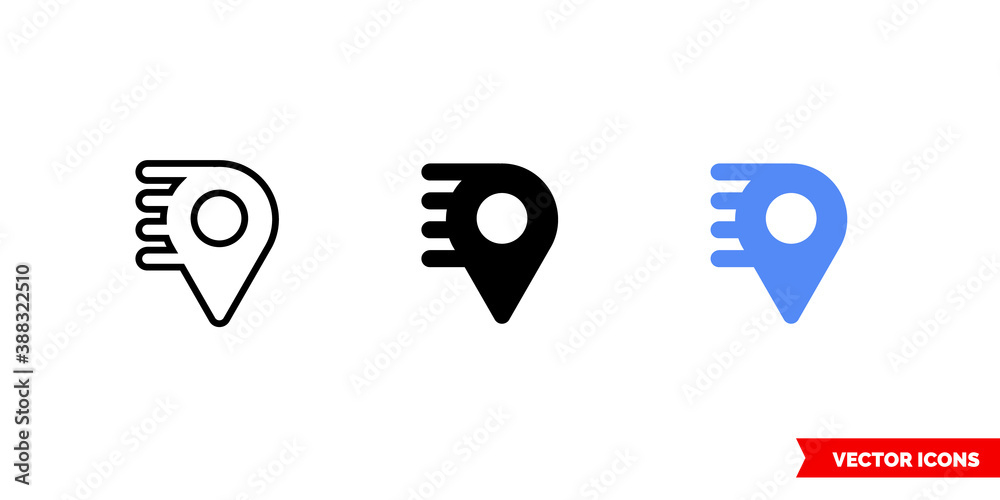 Tracking icon of 3 types color, black and white, outline. Isolated ...