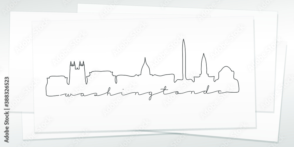 Washington, DC, USA Doodle Skyline Hand Drawn. City One Line Art ...