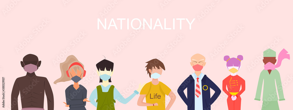 People wearing masks to protect against dust and germs. Many races ...