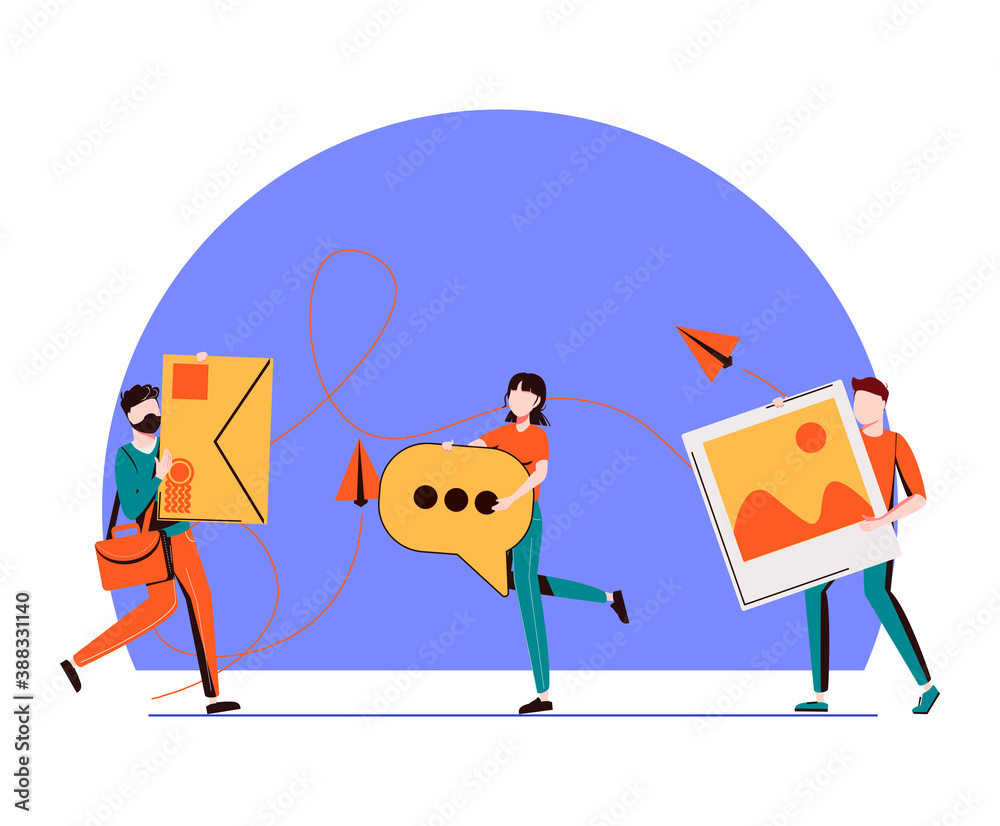 Marketing Team Work Set. Alert Advertising, Propaganda, Speech Bubbles ...