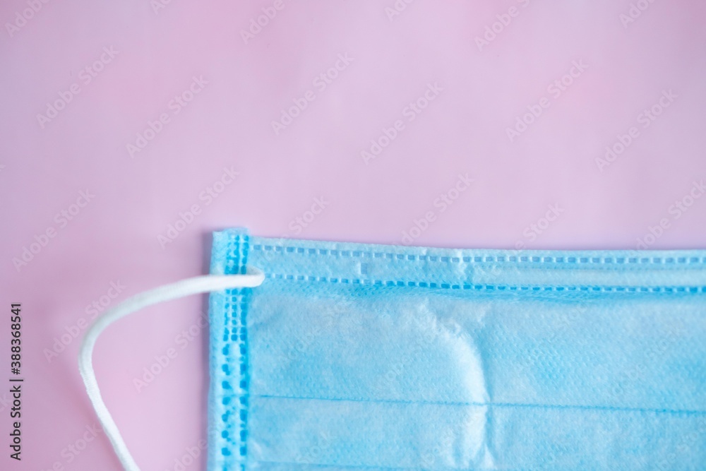 Surgical mask with rubber ear straps. Typical 3-ply surgical mask to ...