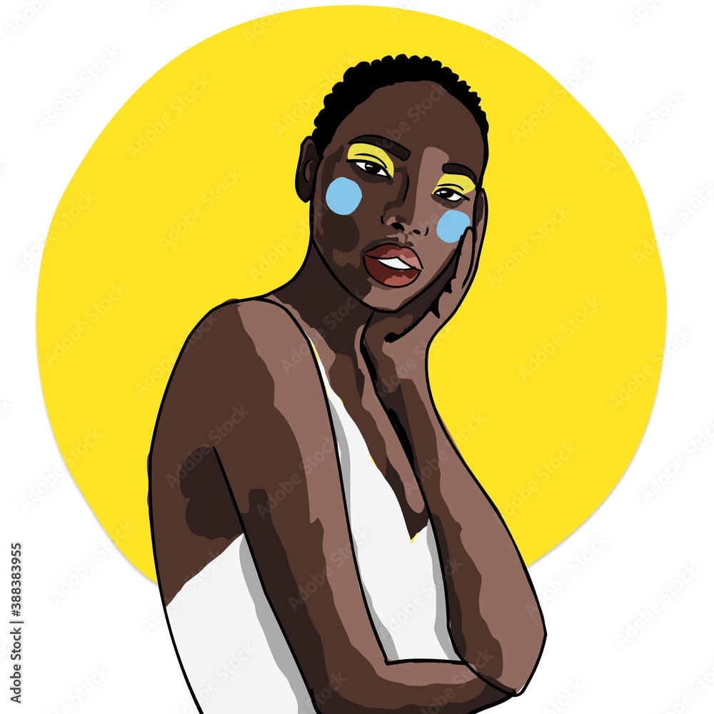 Afro American Women Illustration Fashion Sketch Beautiful Dark Skinned