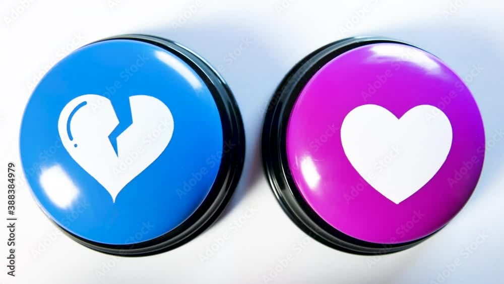 Woman pushing dislike or like button on white background. Choosing ...
