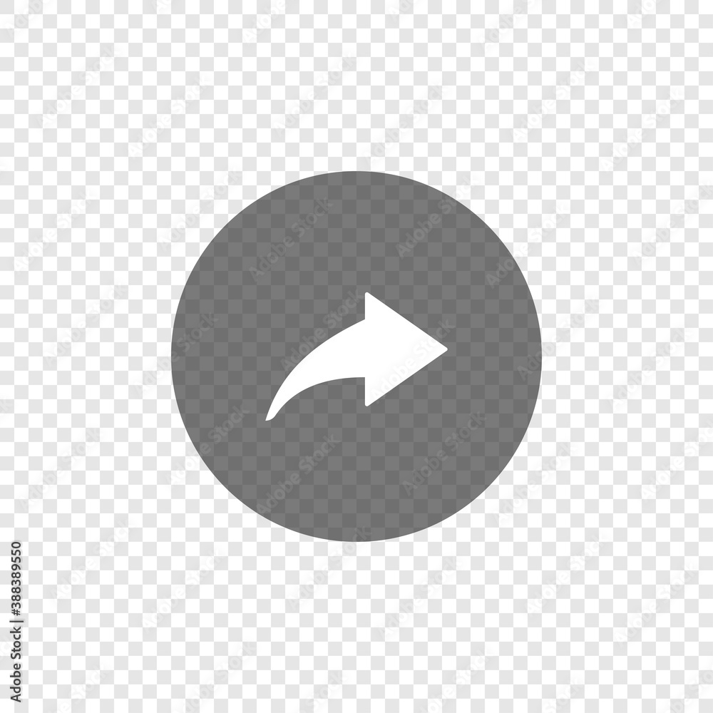 Share arrow icon. Social media button on transparent circle background ...