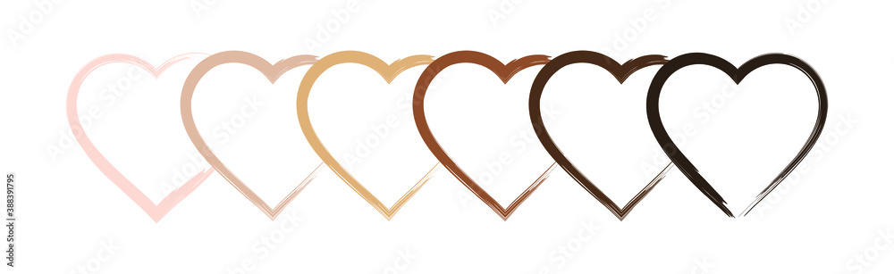 Anti racism hearts paint stroke vector icon banner. Say no to racism ...