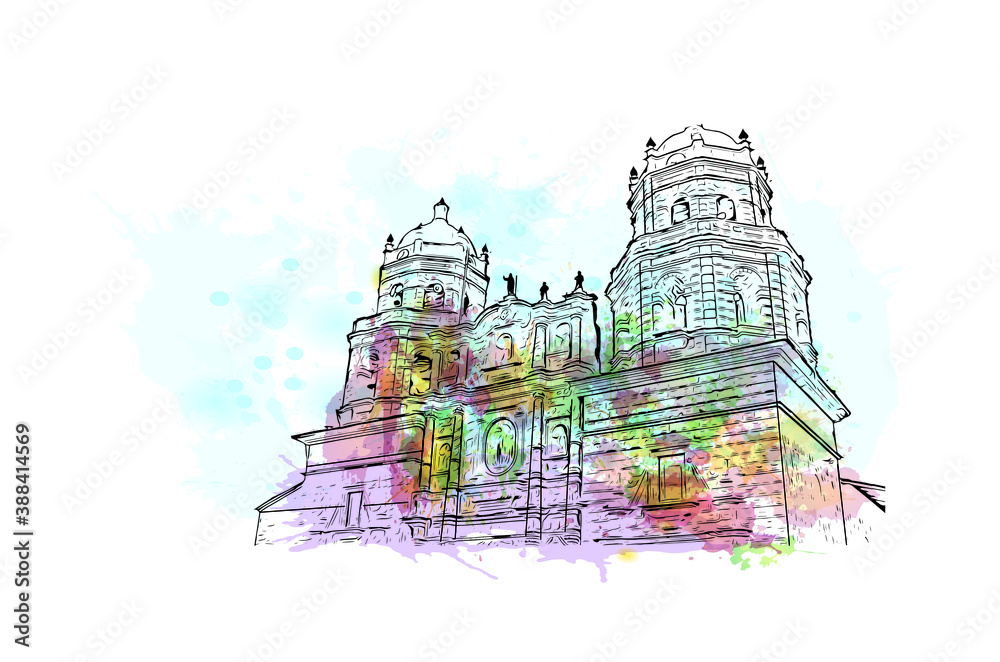 Building view with landmark of Cajamarca is a city in Peru's northern ...