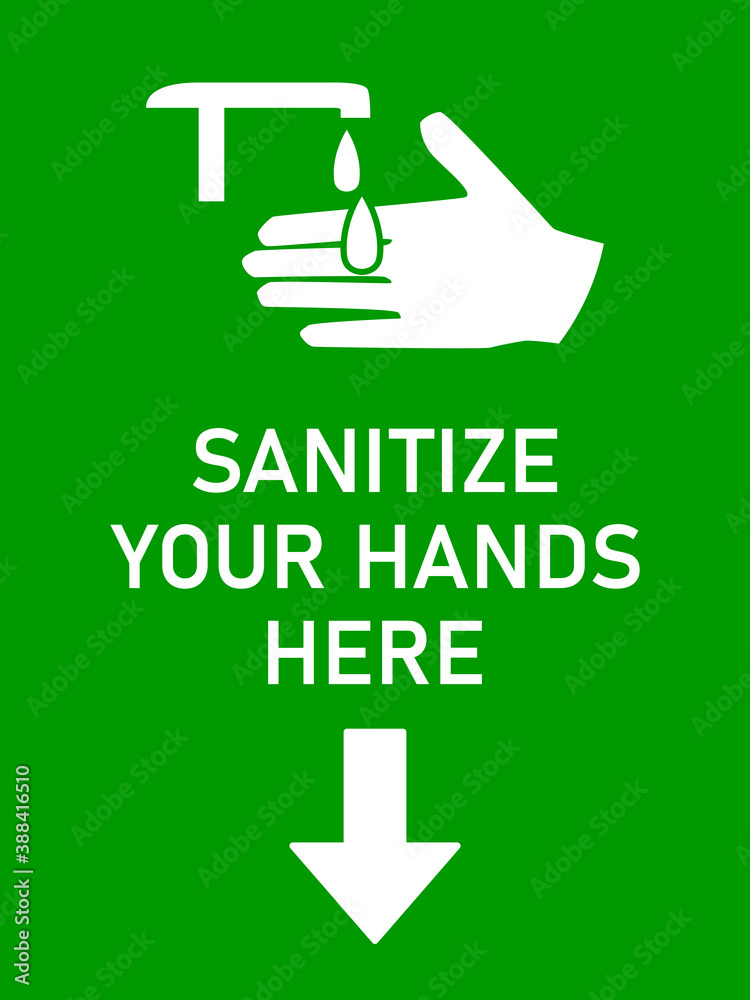 Sanitize Your Hands Here Vertical Warning Sign with an Aspect Ratio of ...