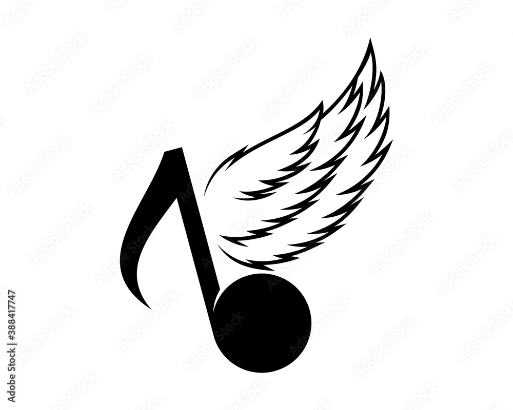 Music note with angel wings Stock Vector | Adobe Stock