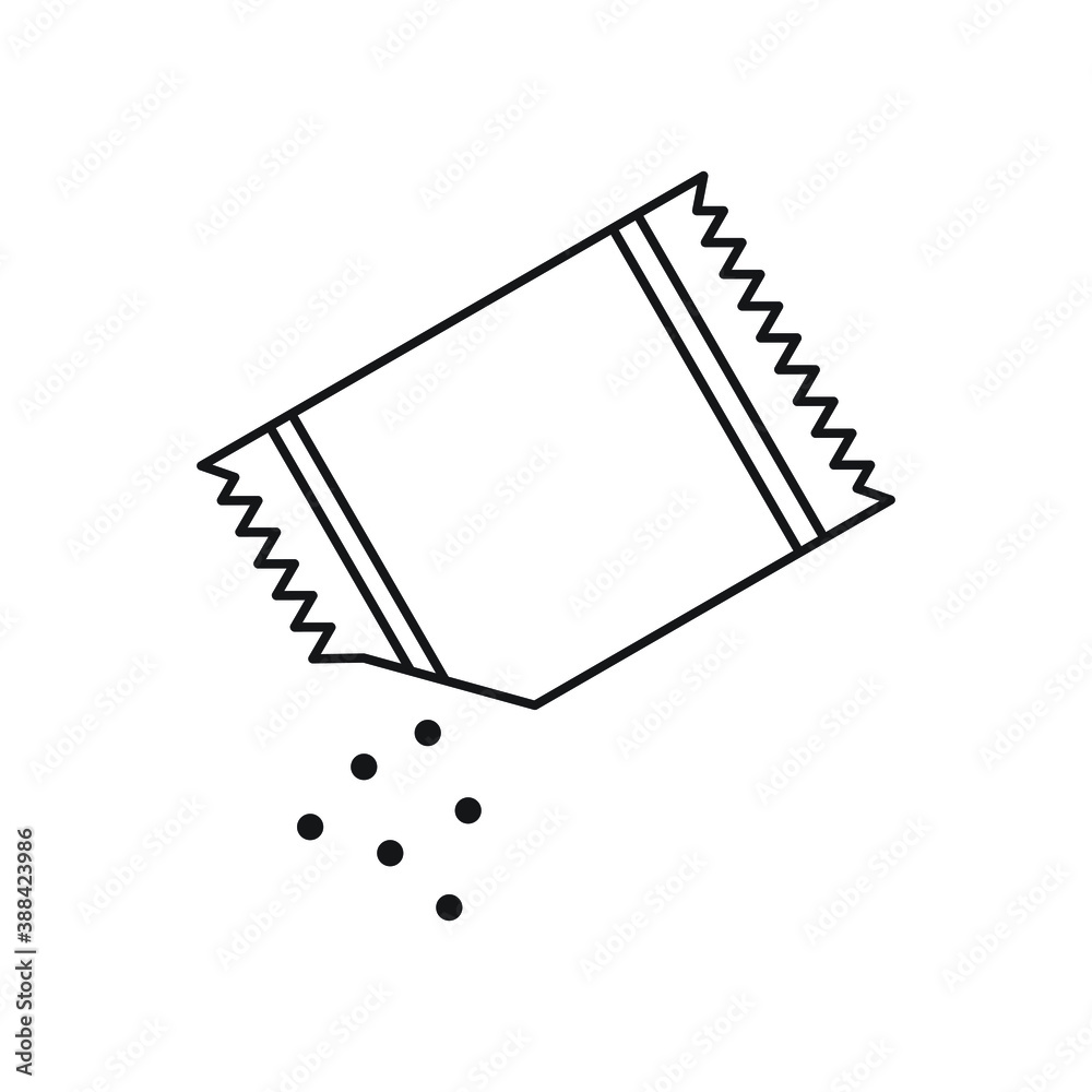 Open paper sachet icon packet soluble powder soluble medication. vector ...
