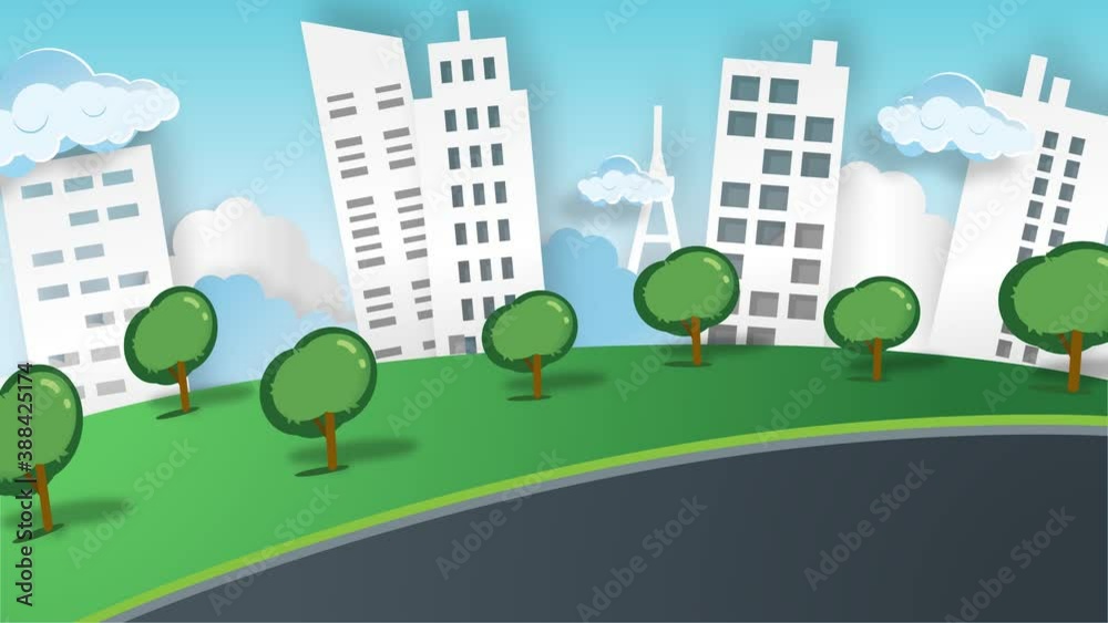 animated cartoon videos. animated video depicting an urban setting ...