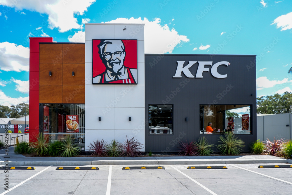 Bligh Park, Australia 2019-10-09 Exterior of KFC fast food restaurant ...