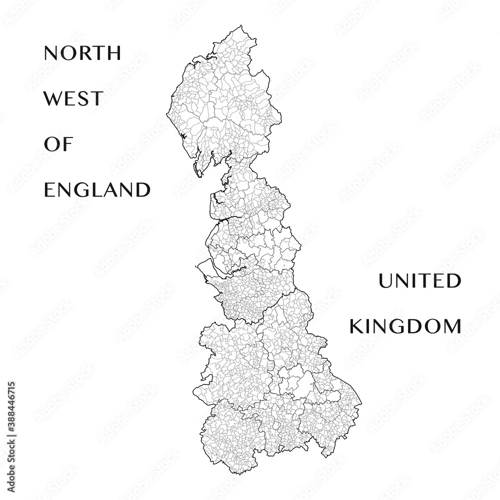 Obraz na płótnie Administrative Map of the West Midlands and North West ...