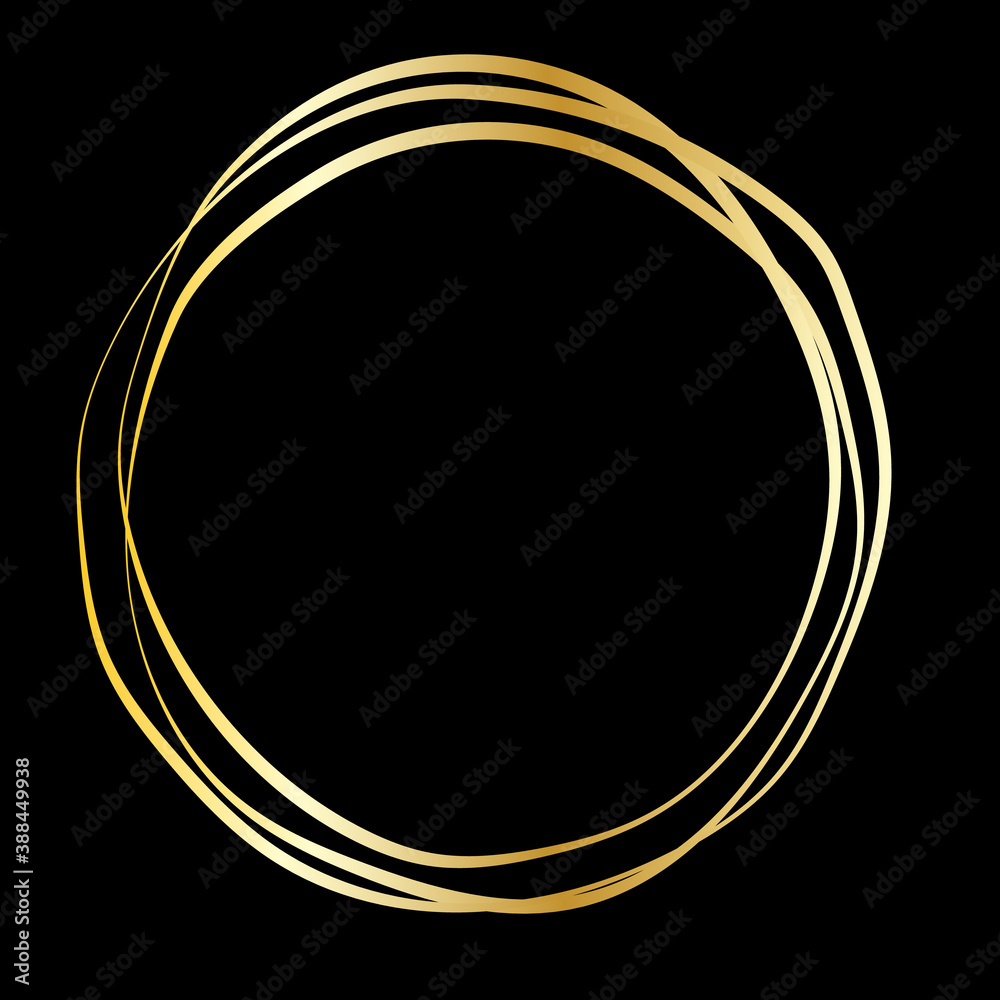 Gold circle doodle farme. Geometric shape for invitation, logos and ...