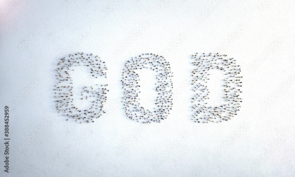 God word made by people. Crowd mob of people symbols word of God. Team ...