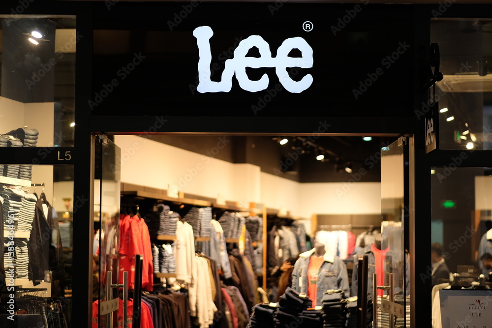 Shanghai/China-Oct.2019: facade of LEE clothing store in Florentia ...