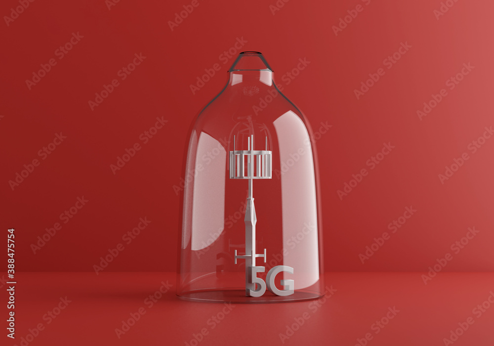 5g tower under glass dome. Wireless communication. Internet broadcast ...