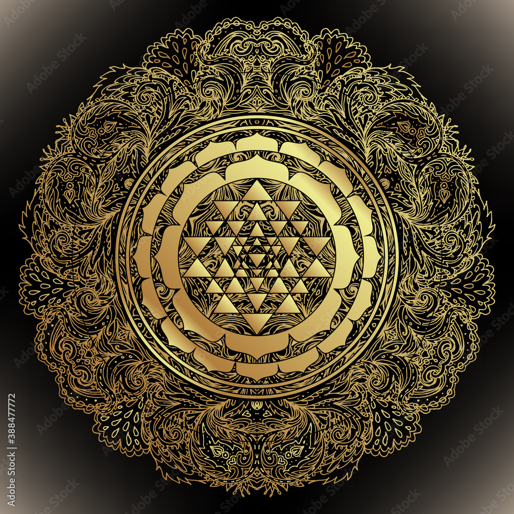 The Sri Yantra or Sri Chakra, form of mystical diagram, Shri Vidya ...