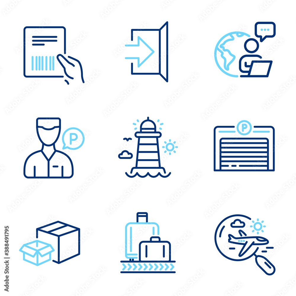 Transportation icons set. Included icon as Packing boxes, Valet servant ...