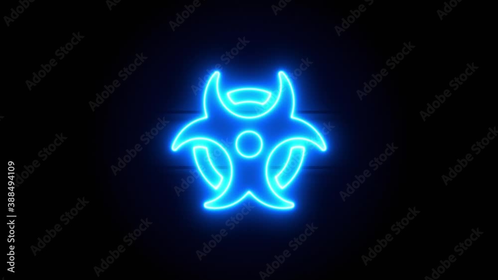 Biohazard neon sign appear in center and disappear after some time ...