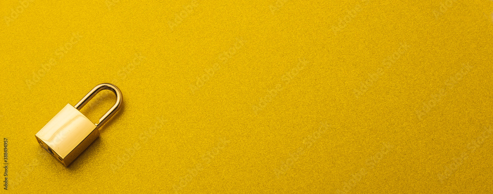 Golden lock on a golden background with empty space for text Stock ...