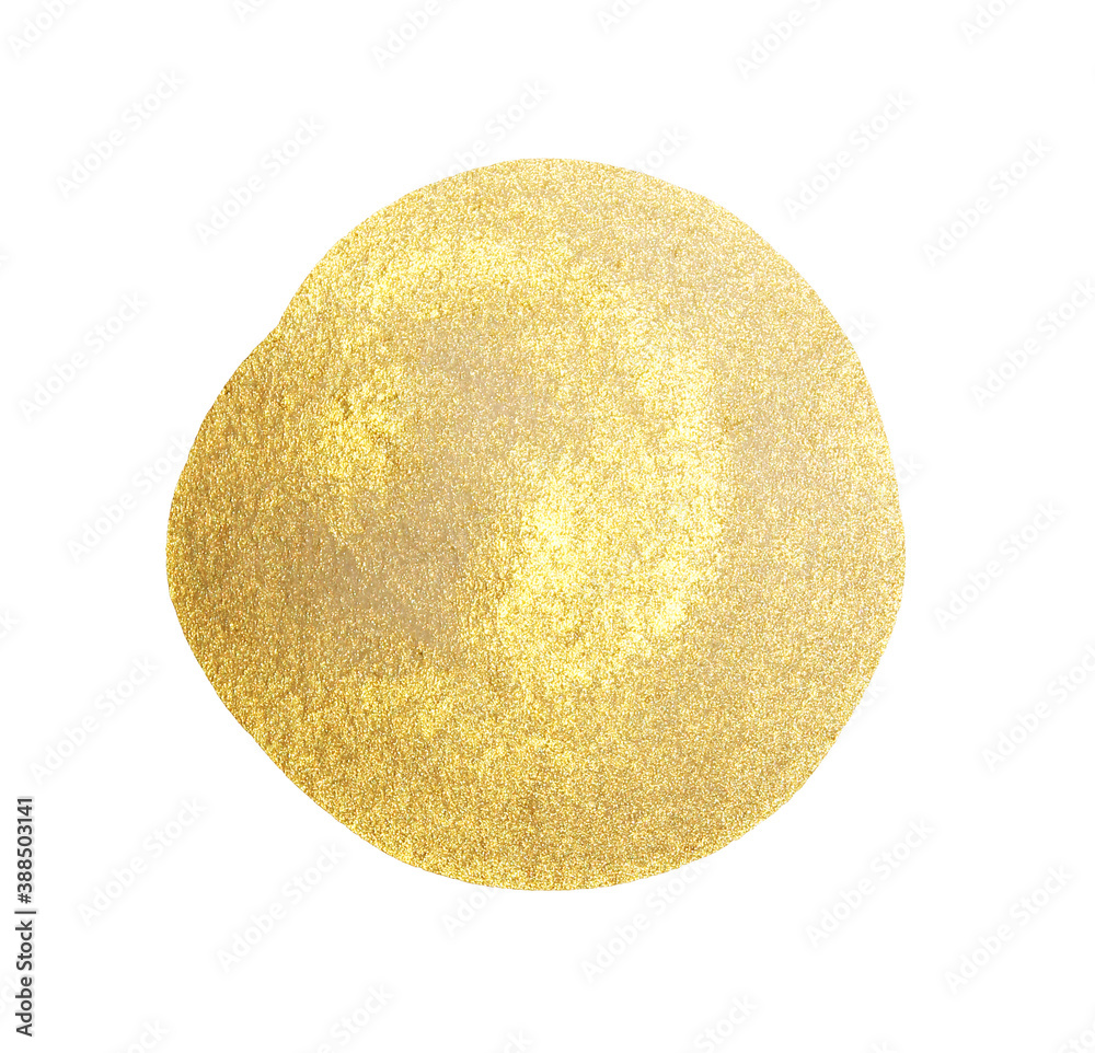 gold circle isolated on white, golden hand painted watercolor shiny ...