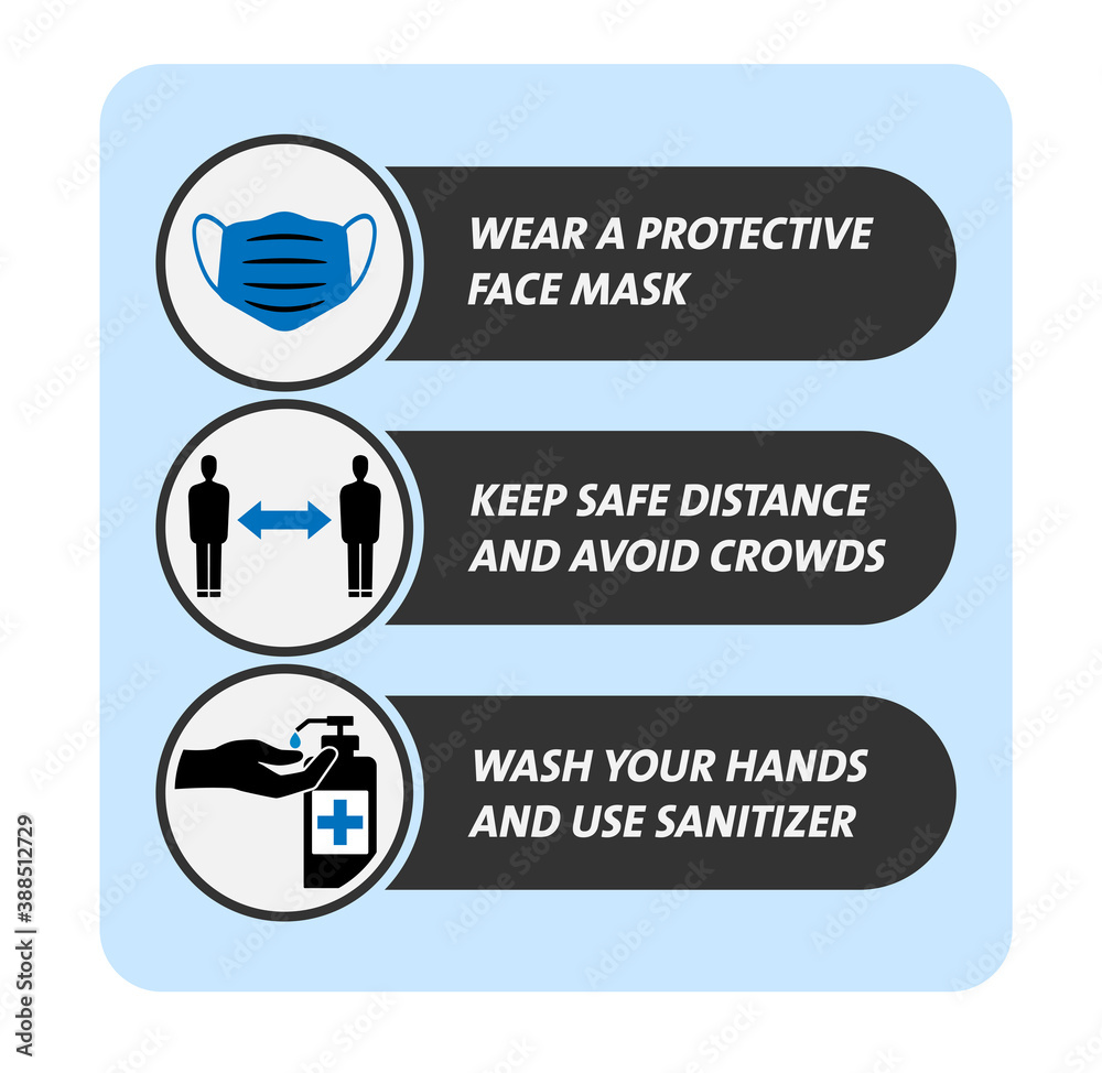 covid-19 coronavirus safety measure and precaution sign, wear mask ...