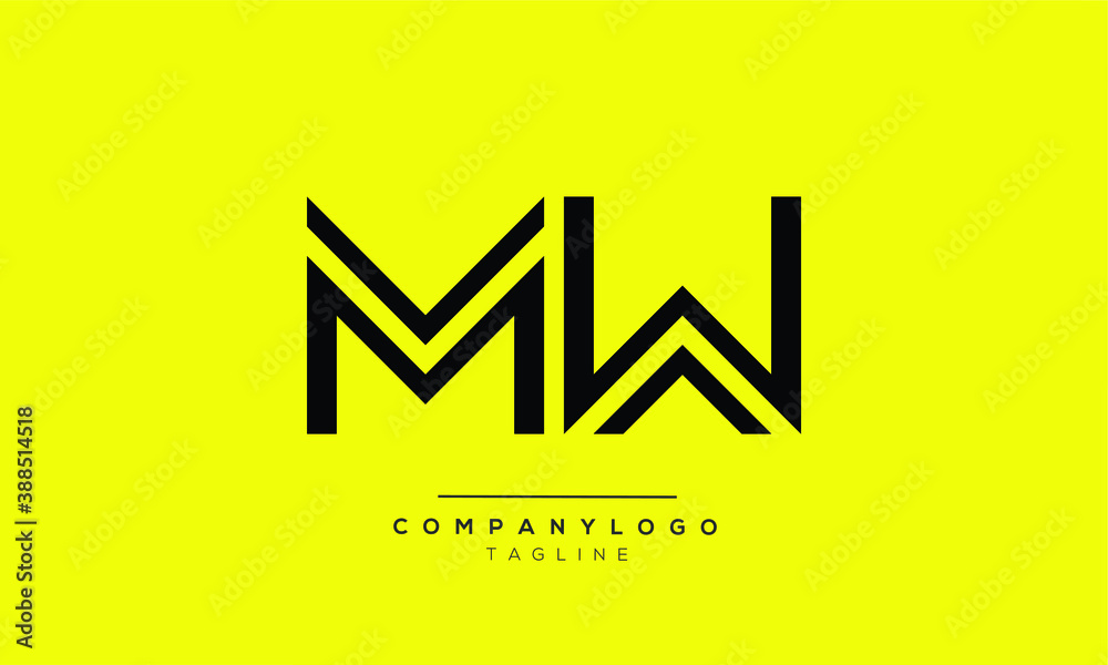 MW initials monogram letter text alphabet logo design Stock Vector ...