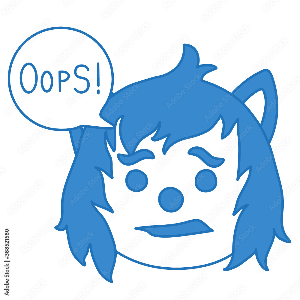 confused wolf emoticon saying Oops with a speech bubble, simplistic ...