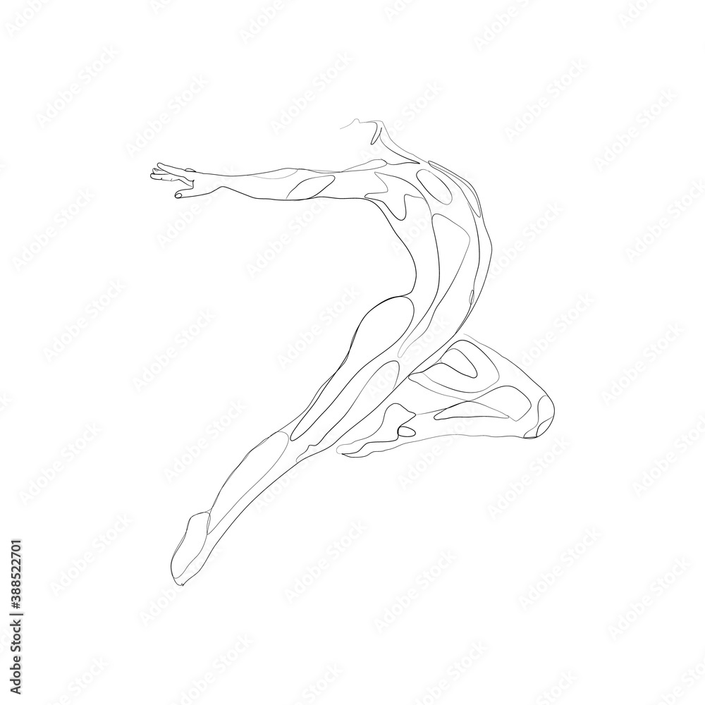 SINGLE-LINE DRAWING: Dancer (5.) This hand-drawn, continuous, line ...