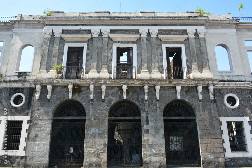 Aduana (customs house) abandoned building facade at Intramuros in ...