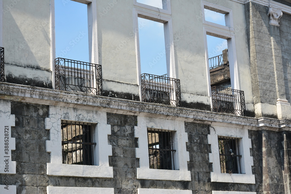 Aduana (customs house) abandoned building facade at Intramuros in ...
