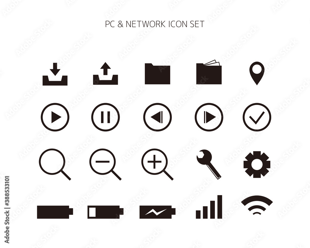PC and network related vector illustration. icon set . Stock Vector ...