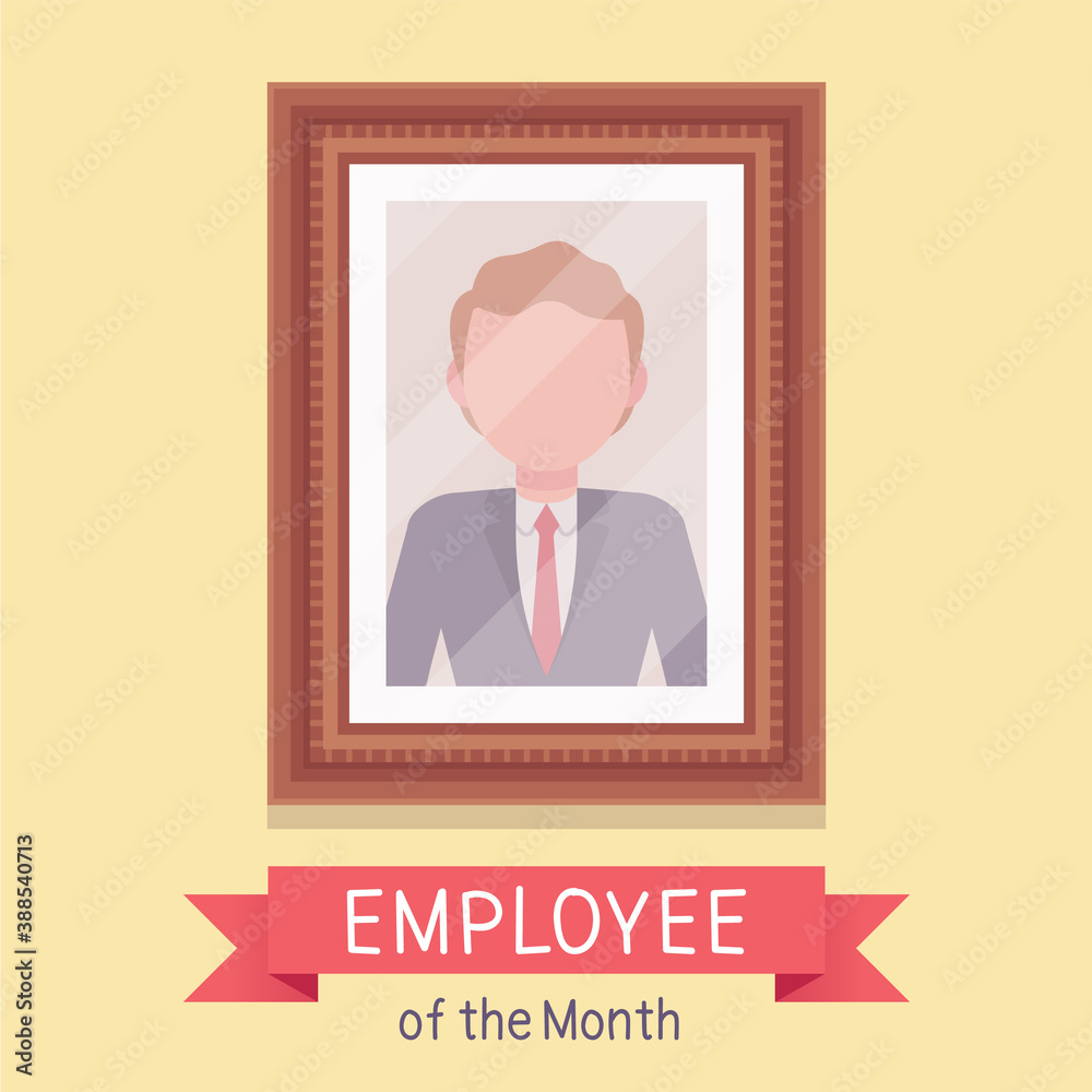Employee of the month, male photo wall frame template. Profile portrait ...