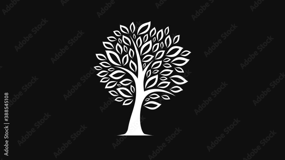 Abstract Tree Icon Silhouette Reveal Animation/ 4k animation of an ...