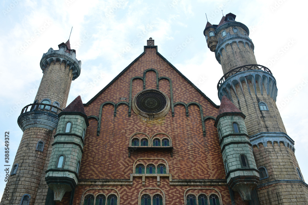 Fantasy world theme park castle facade in Batangas, Philippines Stock ...