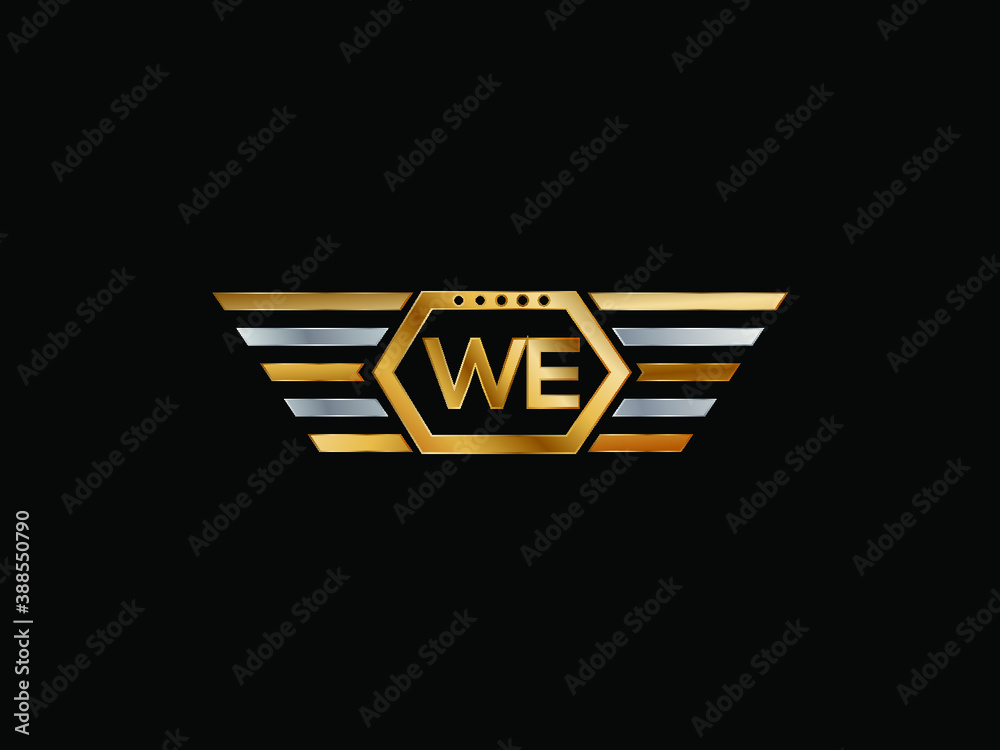 WE Letter Initial with Royal Template. elegant with wing logo vector ...