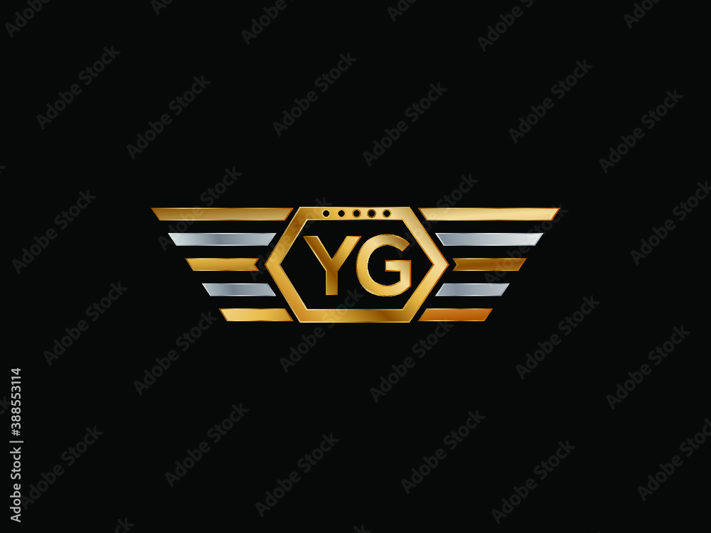 YG Letter Initial with Royal Template. elegant with wing logo vector ...
