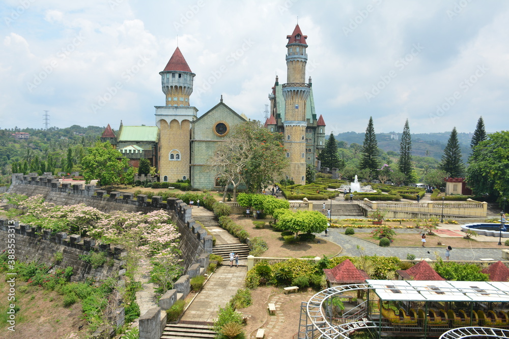 Fantasy world theme park castle facade in Batangas, Philippines Stock ...